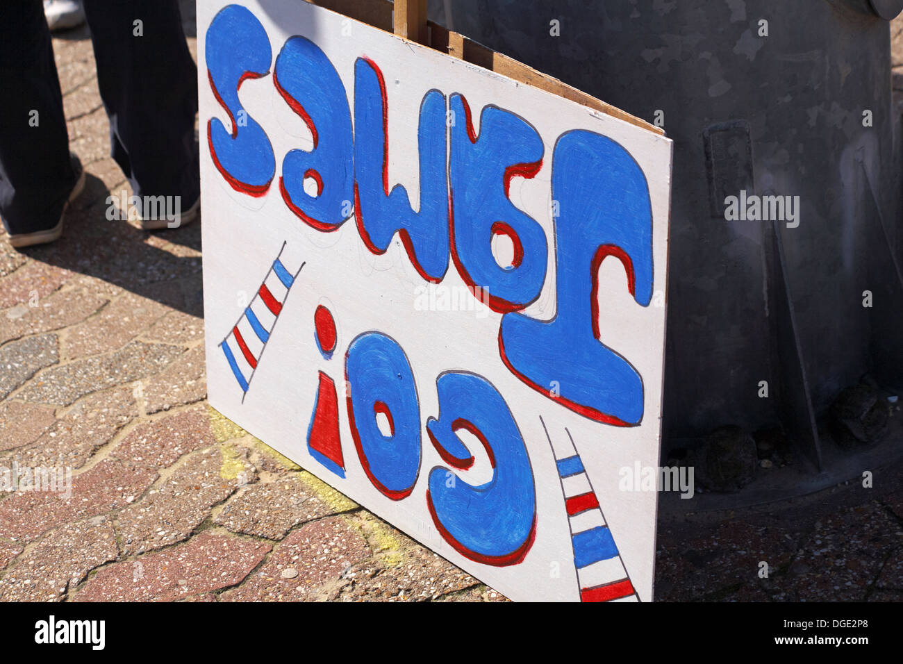 Go James banner ready for supporter to cheer on runner in race Stock ...