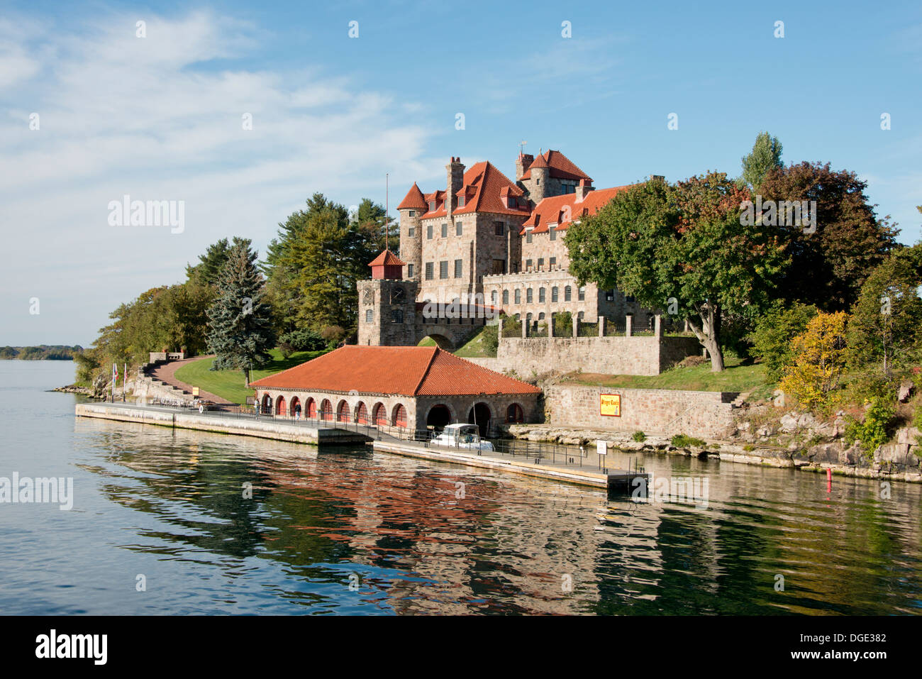 New York, St. Lawrence Seaway, Thousand Islands. Singer Castle on Dark ...