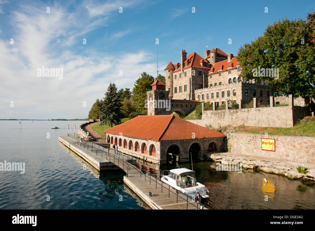 New York, St. Lawrence Seaway, Thousand Islands. Singer Castle on Dark ...