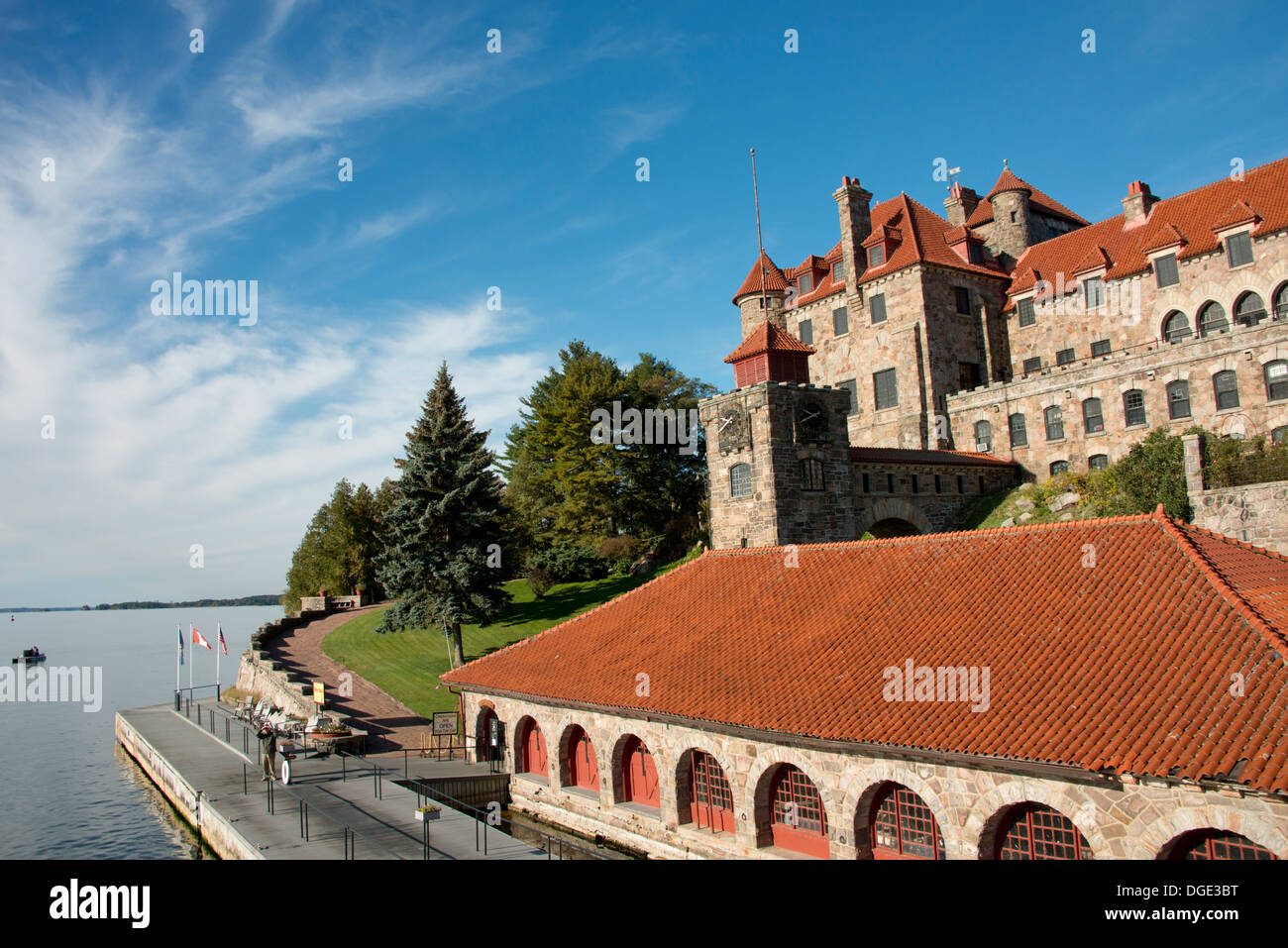 New York, St. Lawrence Seaway, Thousand Islands. Singer Castle on Dark ...