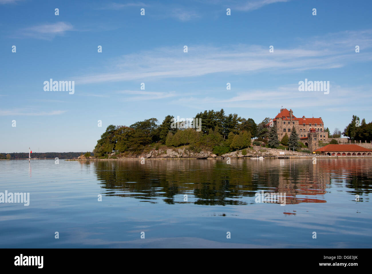 New York, St. Lawrence Seaway, Thousand Islands. Waterfront view of ...