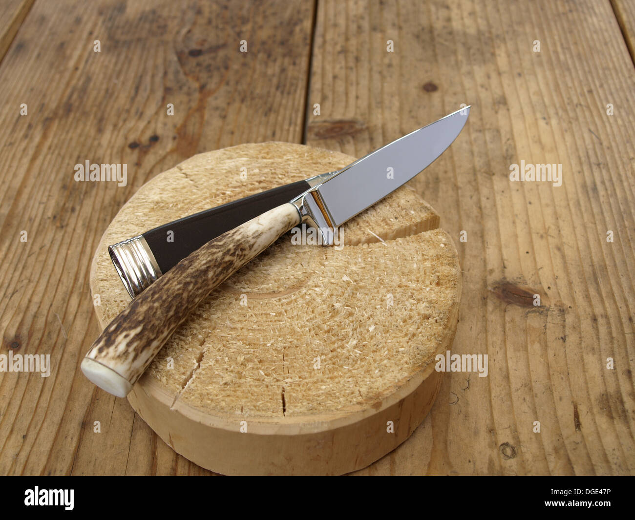 handmade traditional knife with buckhorn handle Stock Photo - Alamy