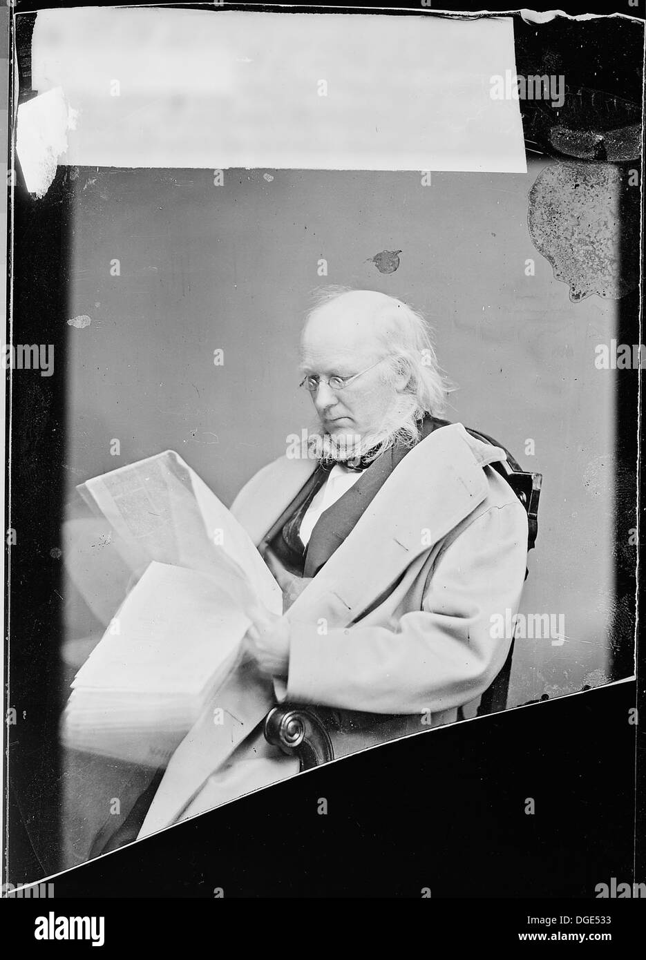 A portrait of Horace Greeley, a prominent American journalist and ...
