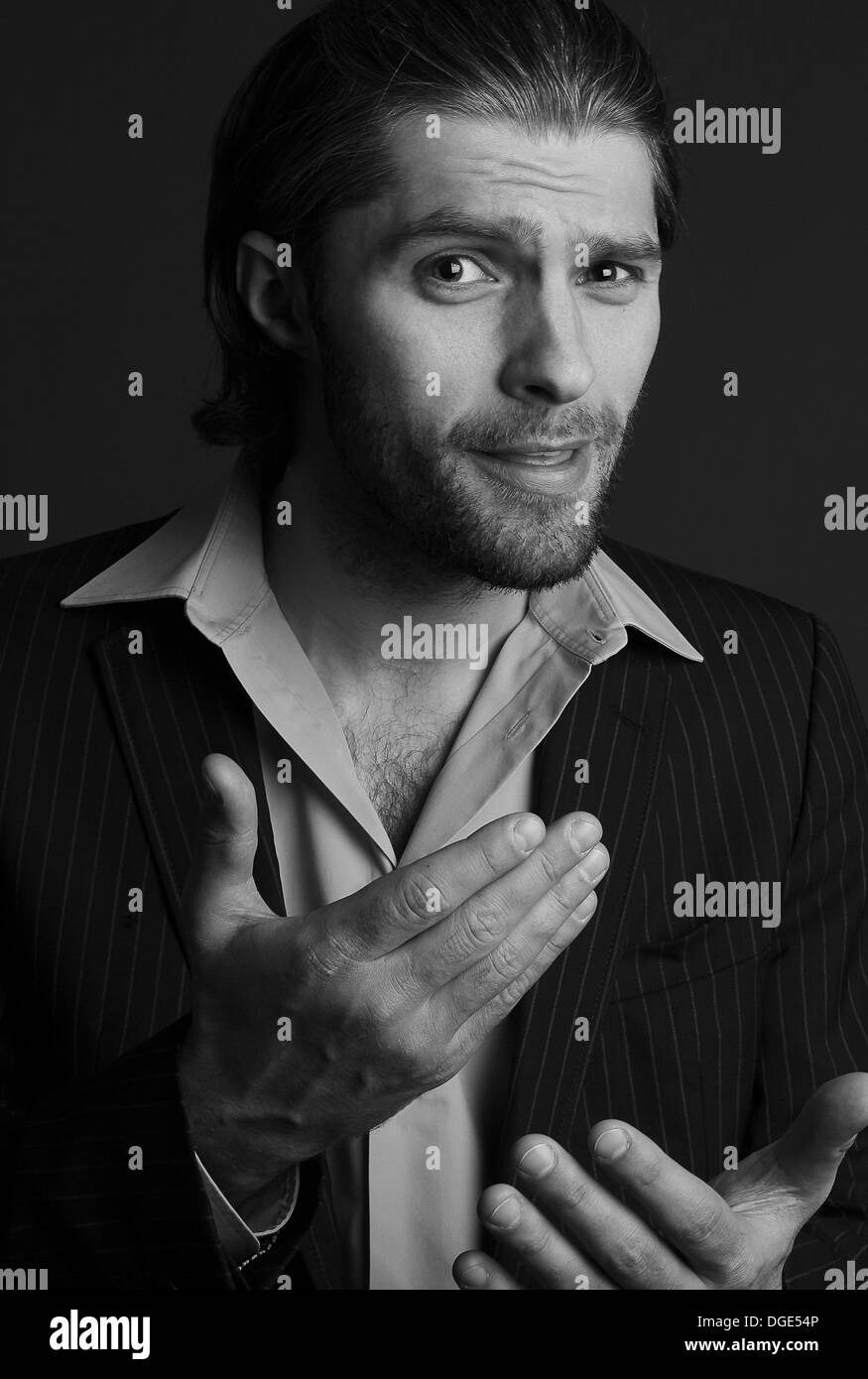 Male photo shoot, emotion Stock Photo - Alamy