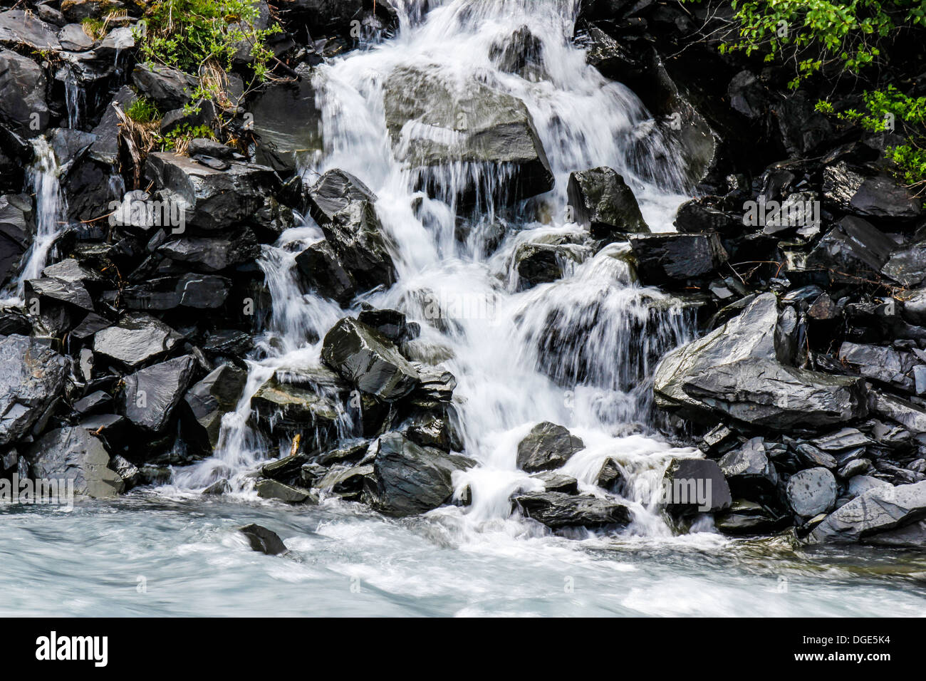 Cascade flowing into Whittier Creek, Alaska Stock Photo - Alamy