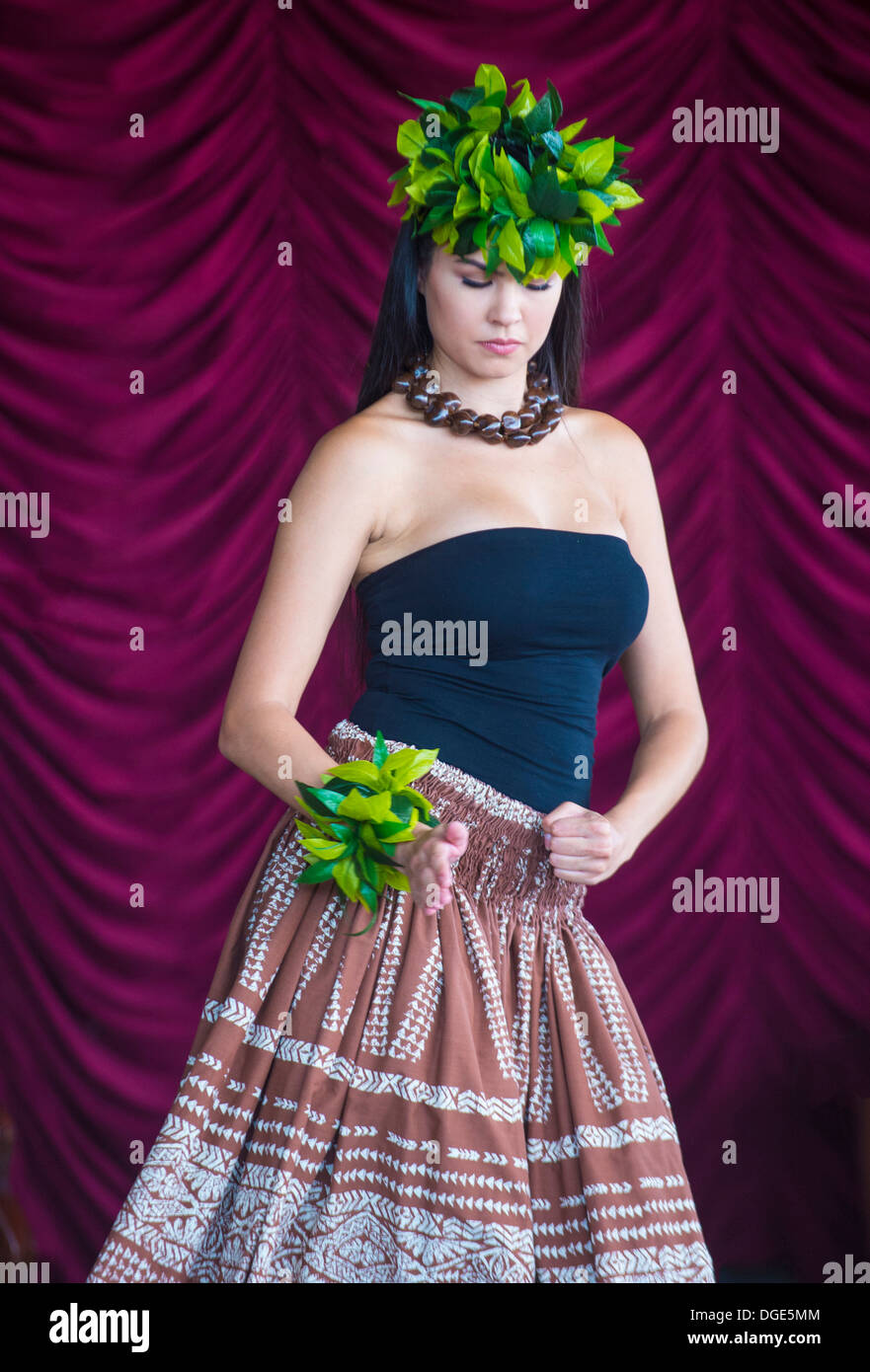Native hawaiian woman in traditional hi-res stock photography and ...