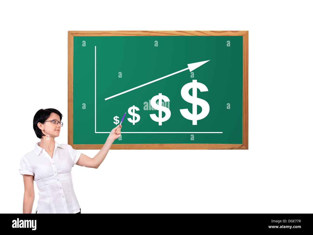 Hand pointing on chart Cut Out Stock Images & Pictures - Alamy