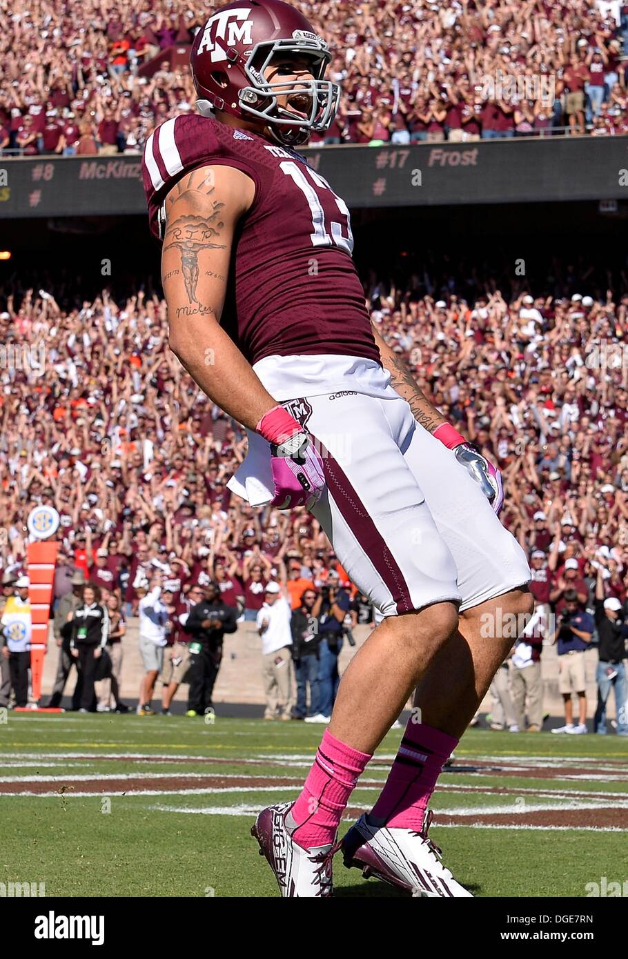 College Station, TX, USA. 19th Oct, 2013. Texas A&M wide receiver Mike ...