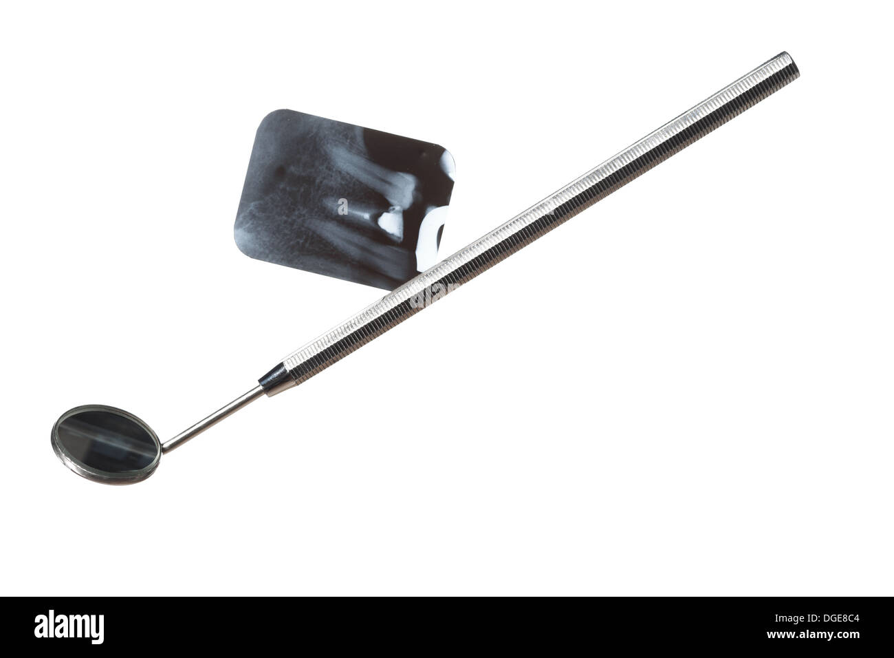 x-ray of tooth film detail and dental instrument isolated on white ...