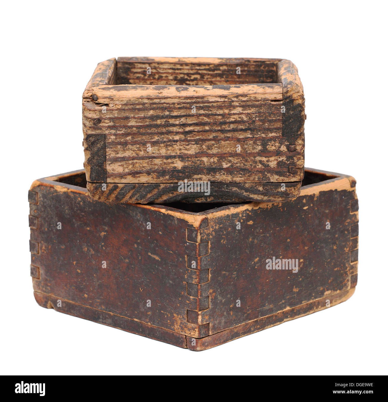 Empty old wooden box isolated on white background Stock Photo - Alamy