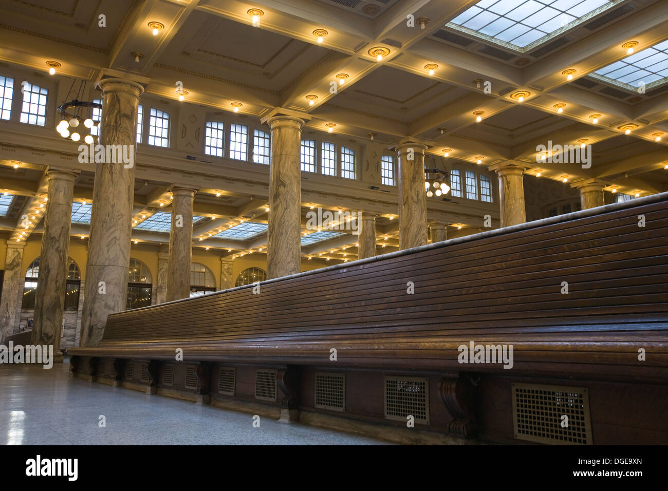 An old train station seating area (early 20th Century design Stock ...