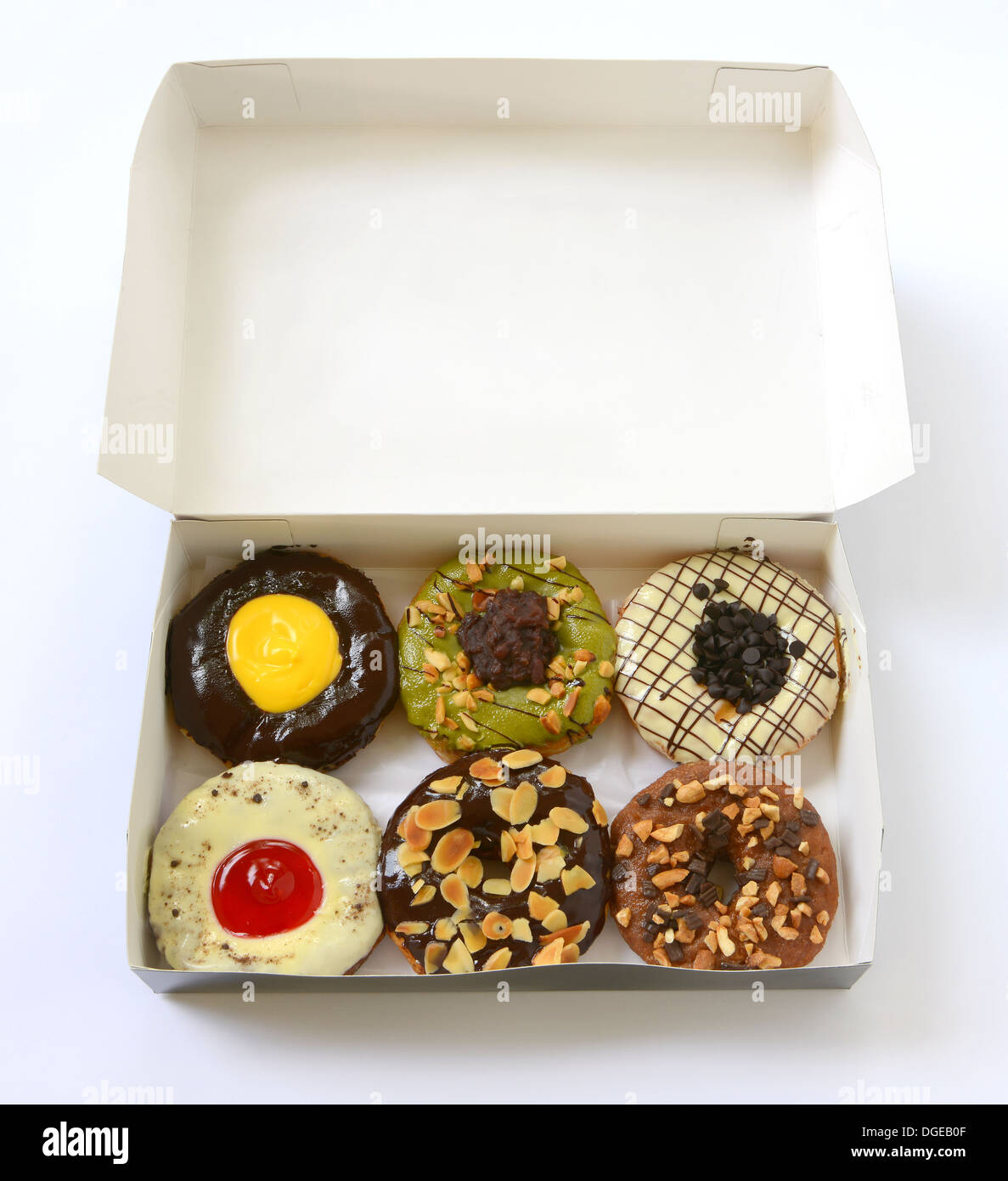 set of donuts in box close up Stock Photo - Alamy