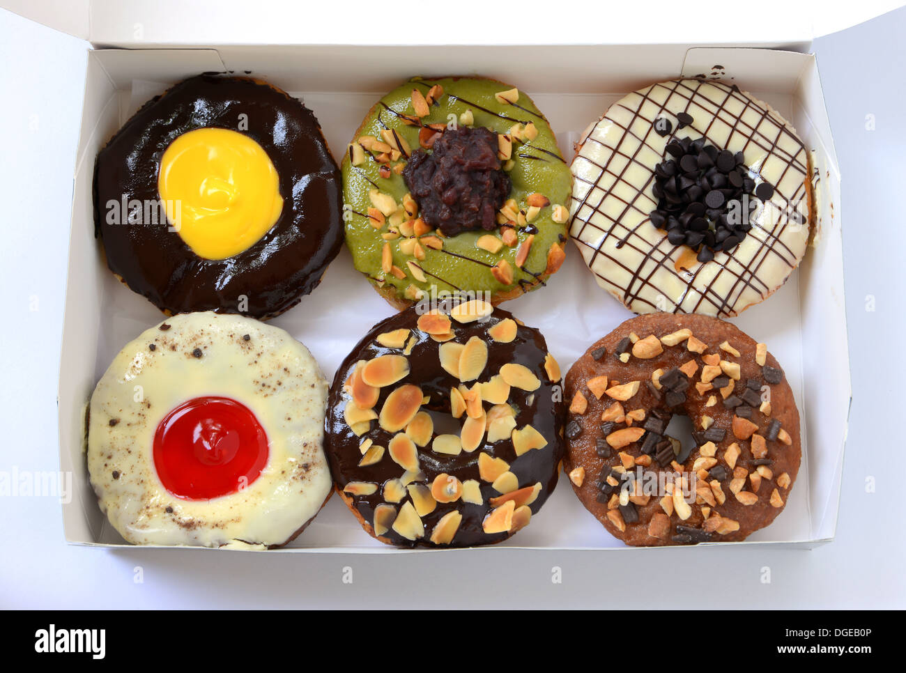 set of donuts in box close up Stock Photo - Alamy