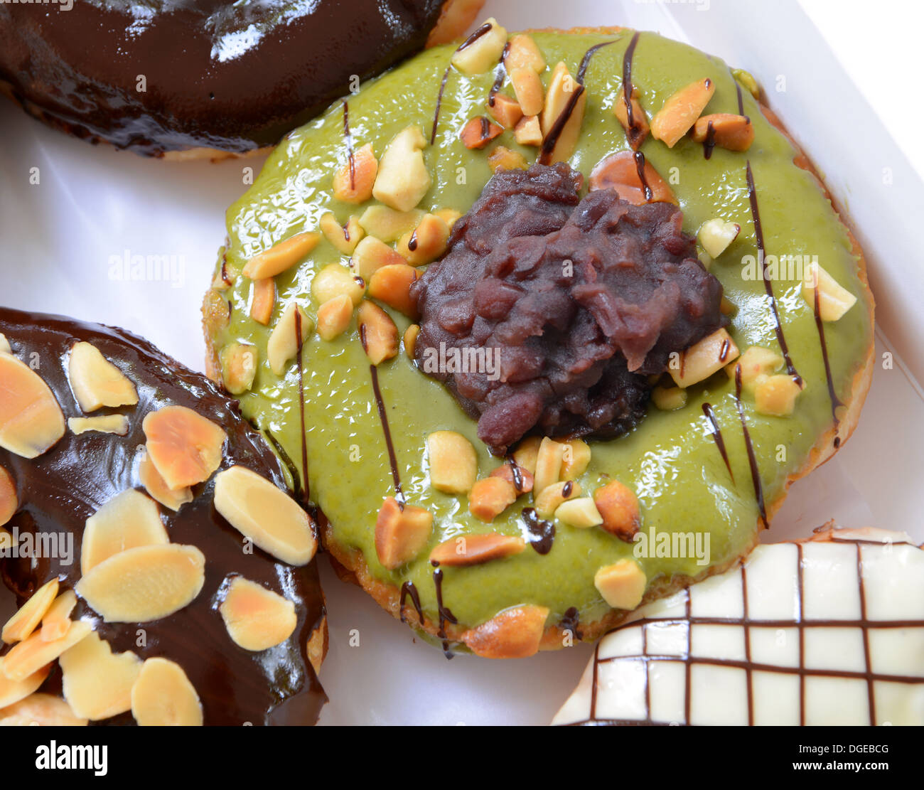 set of donuts in box close up Stock Photo - Alamy