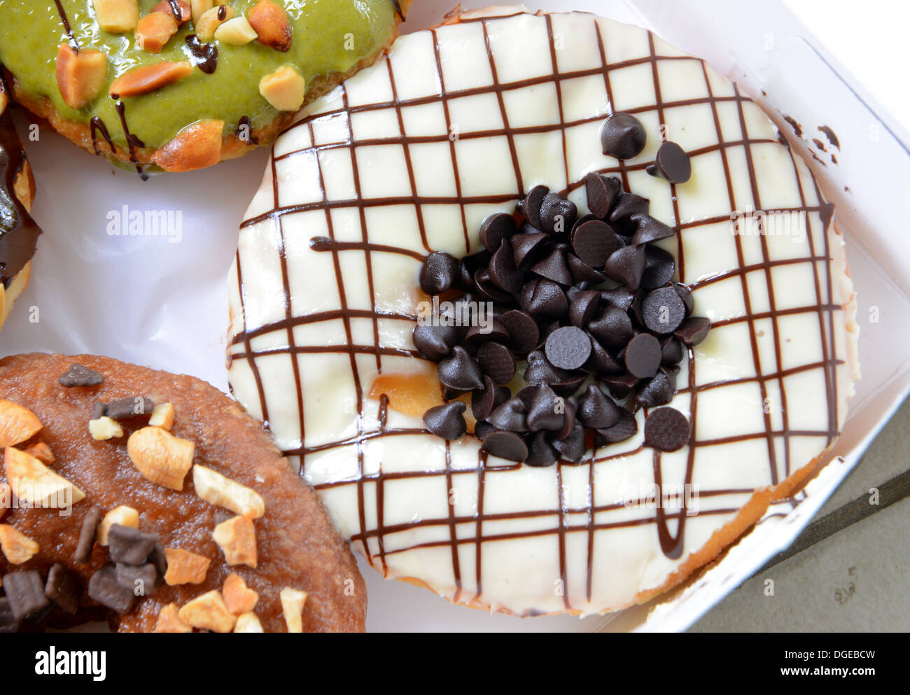 set of donuts in box close up Stock Photo - Alamy