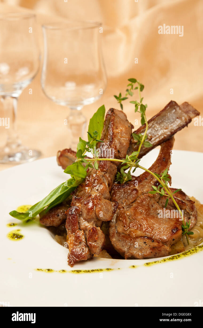 Roasted sheep meat Stock Photo - Alamy