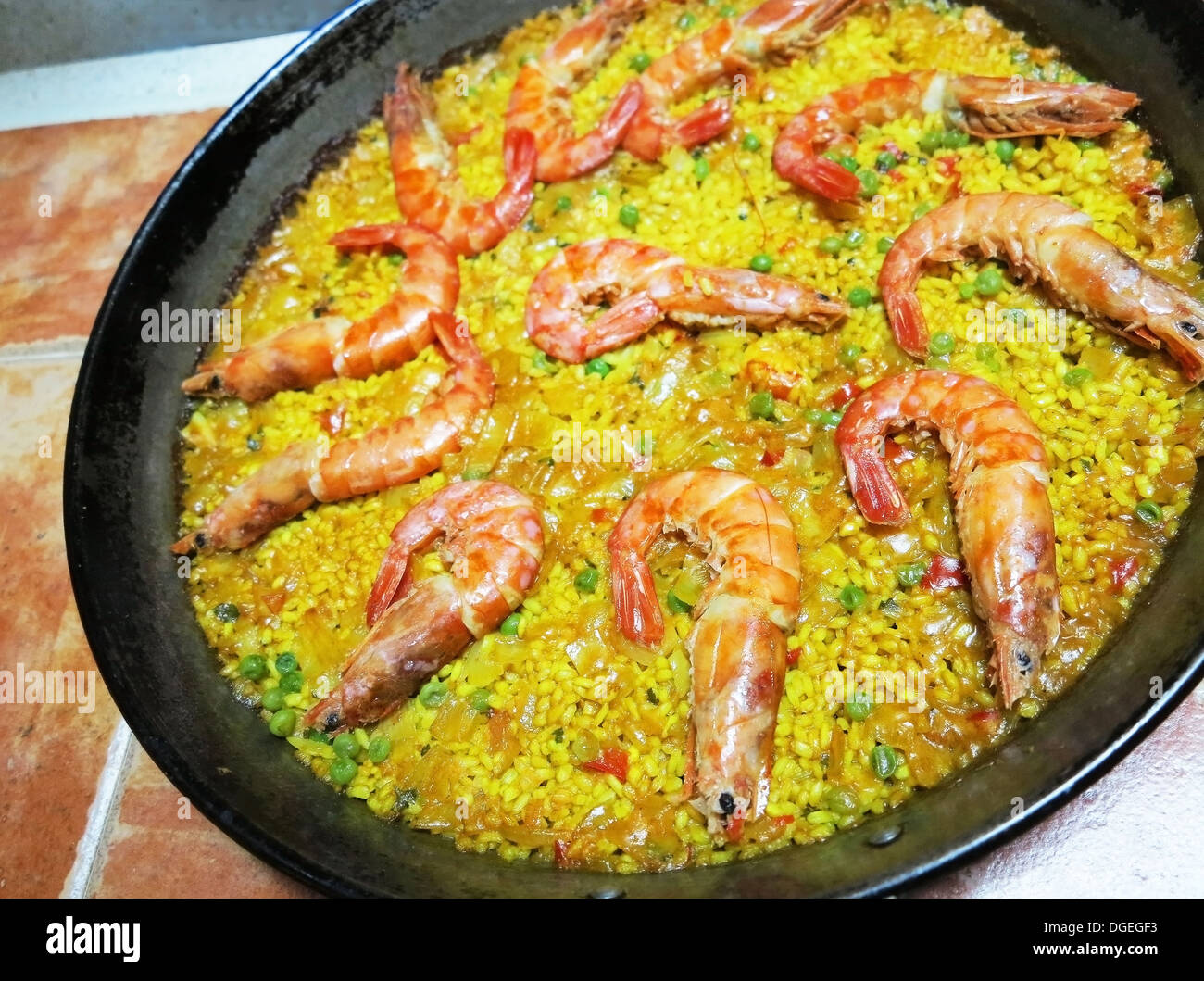 Spanish rice, paella with seafood Stock Photo - Alamy