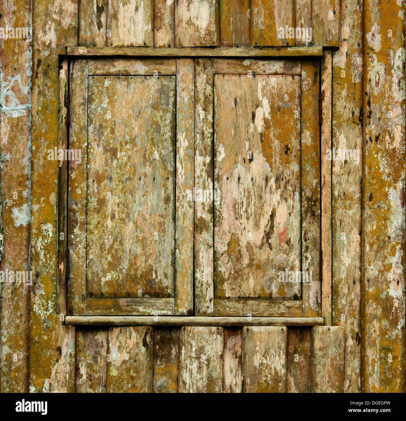 Shuttered window of old wooden grunge house Stock Photo - Alamy