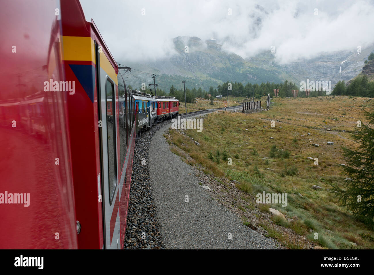 Bernina Express train, Rhaetian Railway, RhB. Switzerland Stock Photo ...