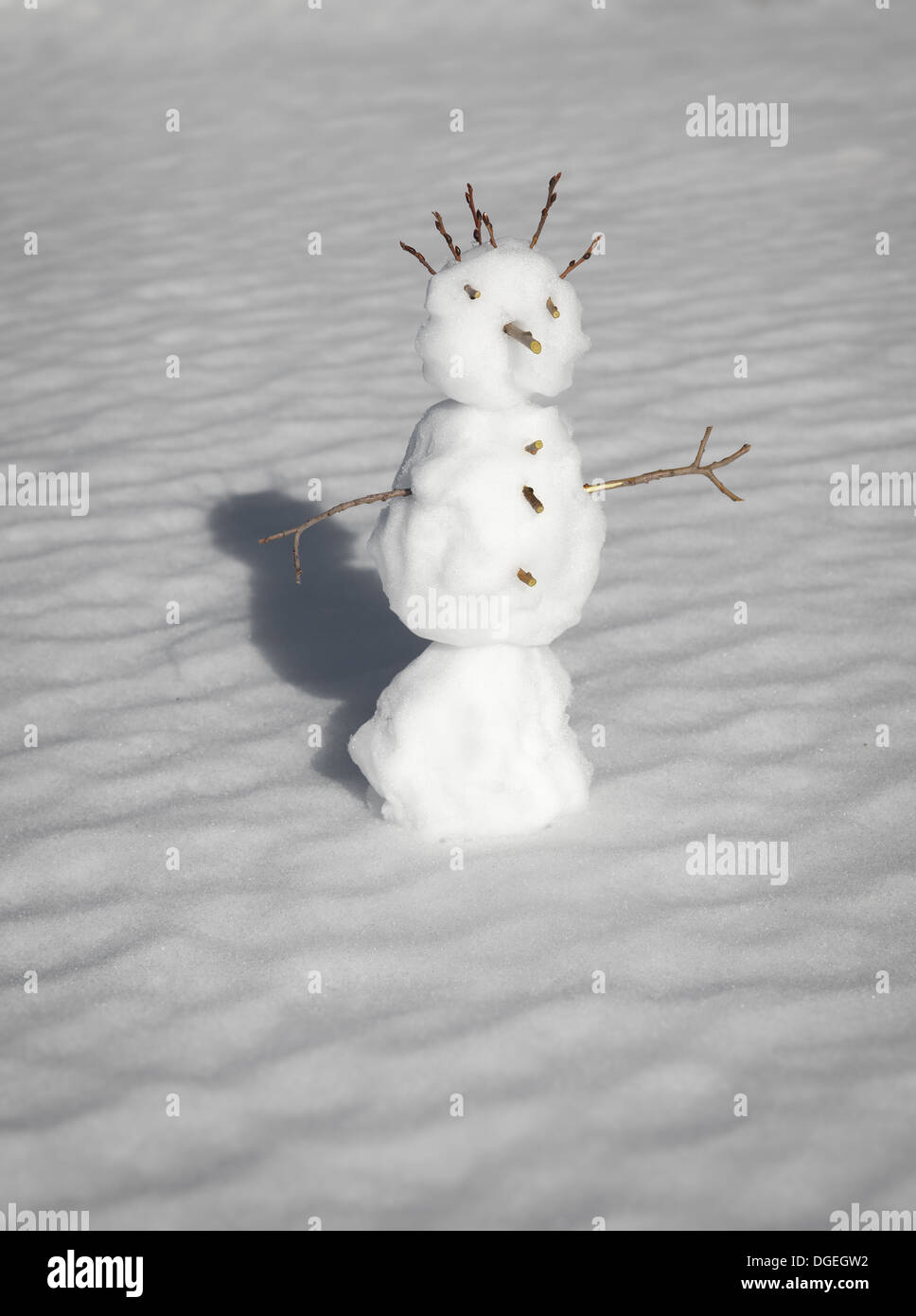 Scary small aggressive snowman in a wild winter forest Stock Photo - Alamy