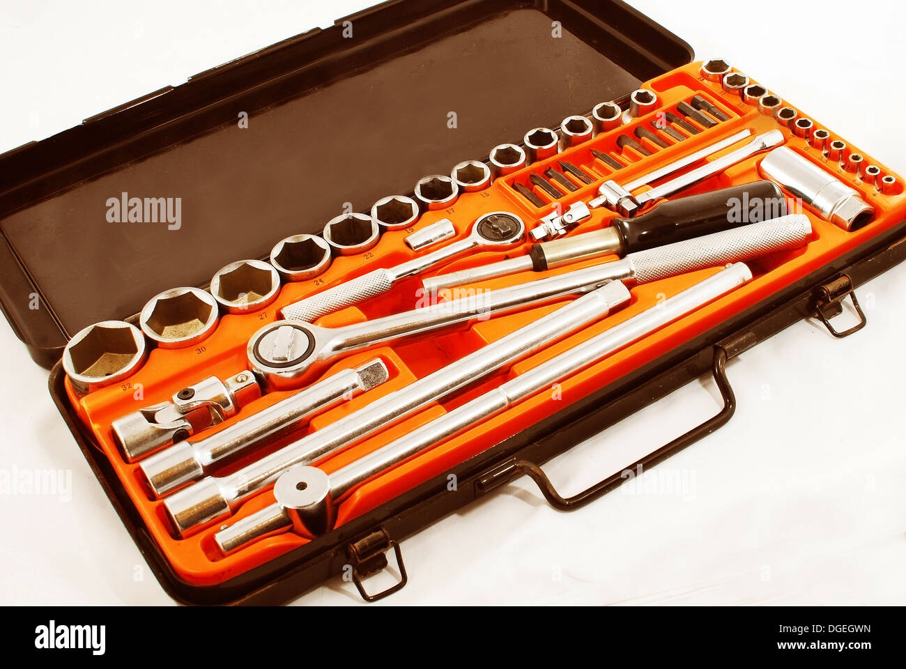 Socket Case in silver and orange color Stock Photo - Alamy