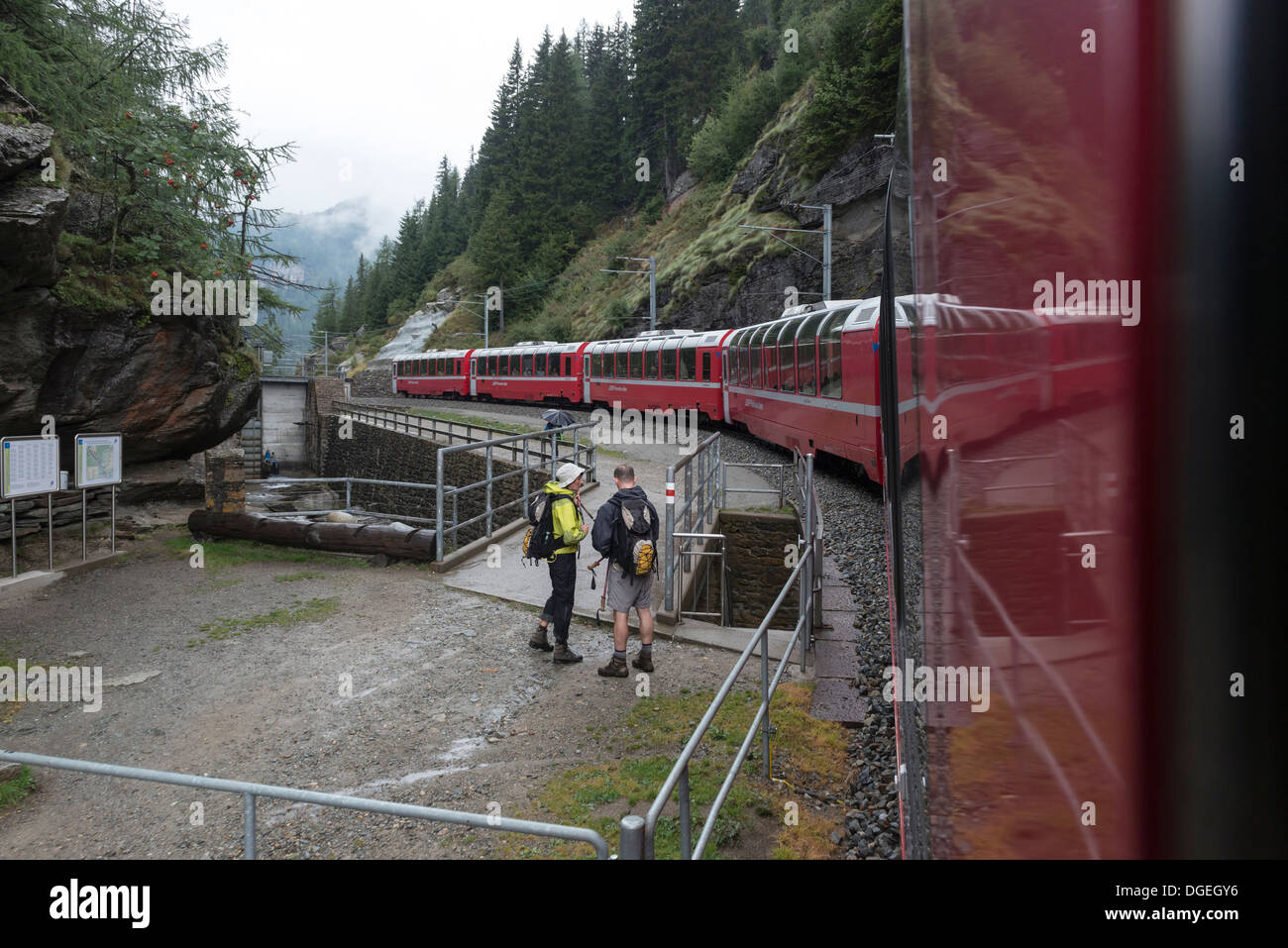 Bernina Express train, Rhaetian Railway, RhB. Switzerland Stock Photo ...