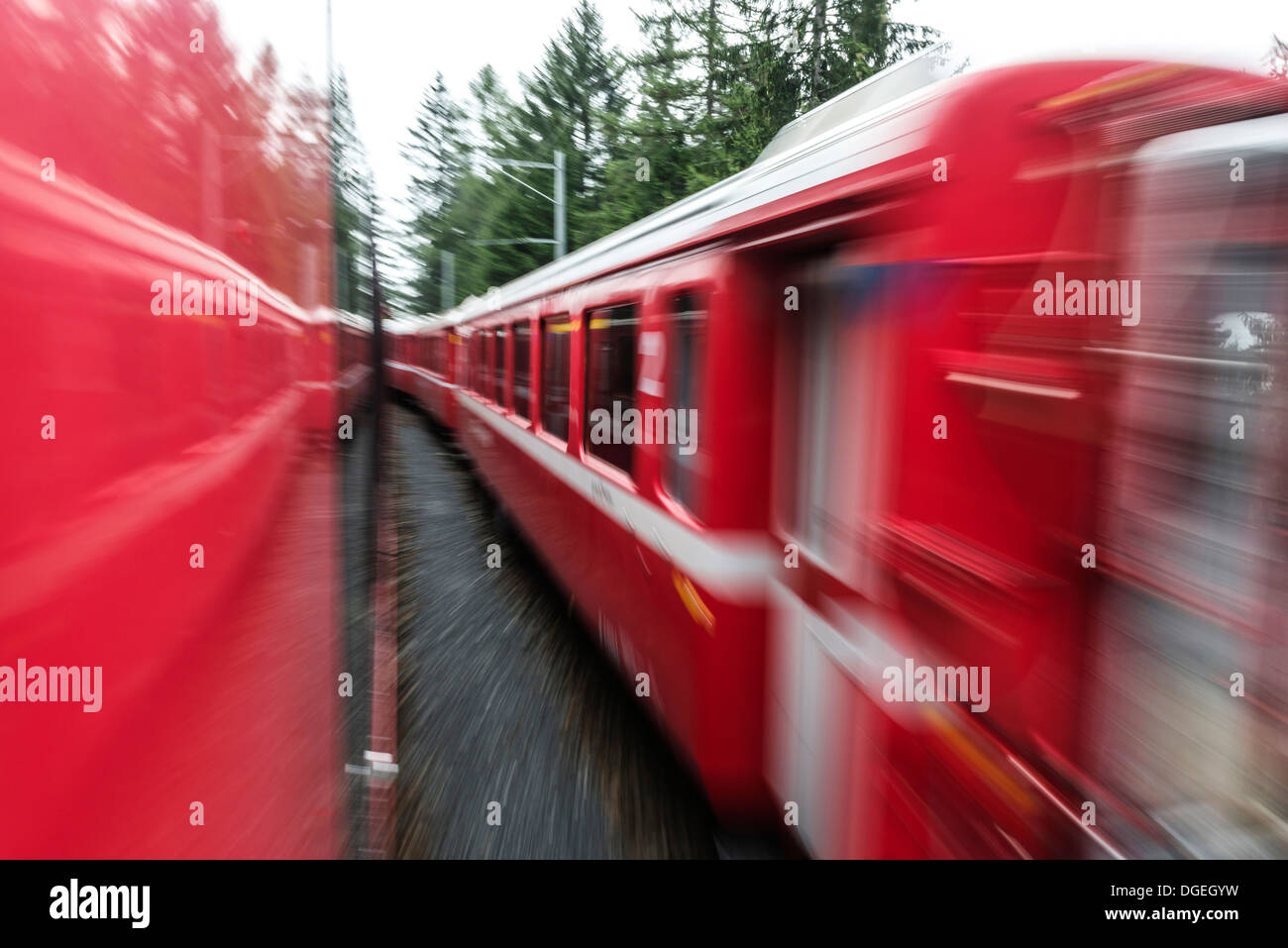 Bernina Express train, Rhaetian Railway, RhB. Switzerland Stock Photo ...