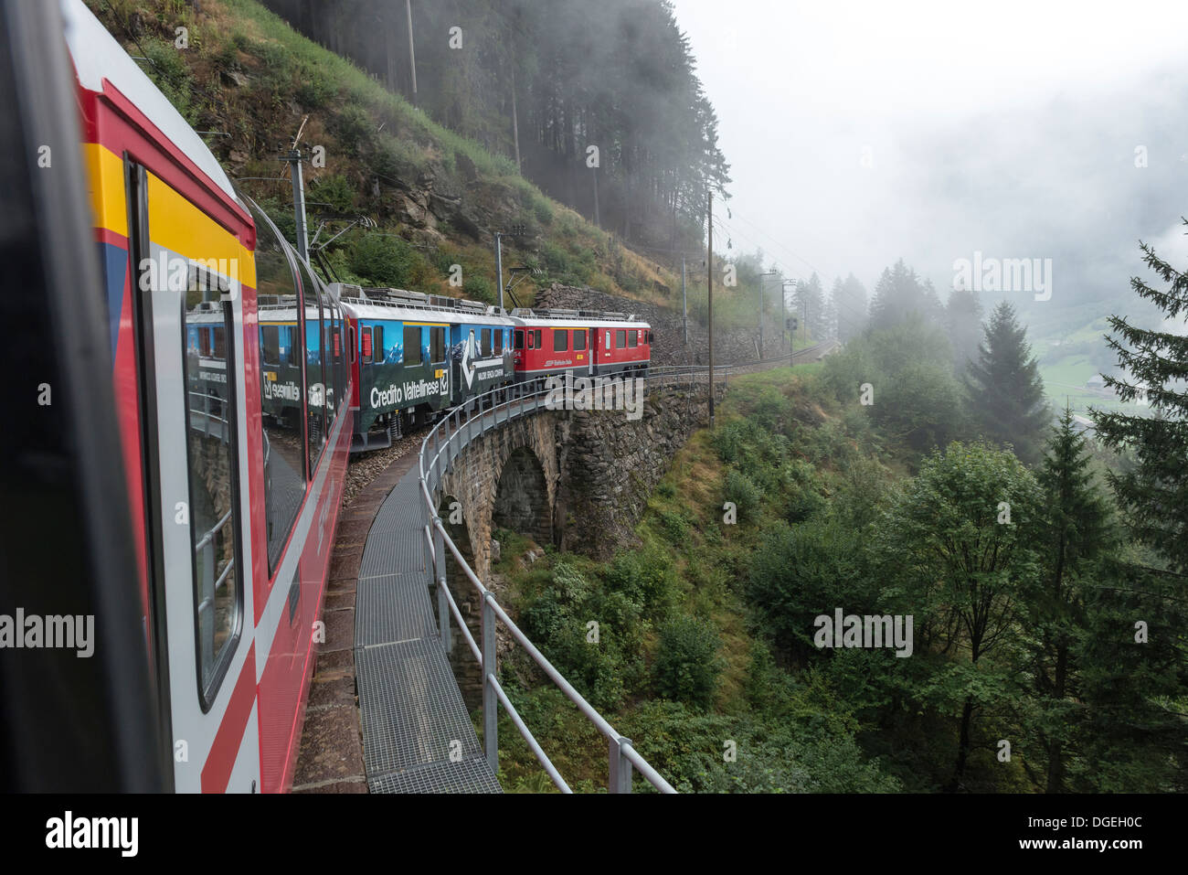 Bernina Express train, Rhaetian Railway, RhB. Switzerland Stock Photo ...