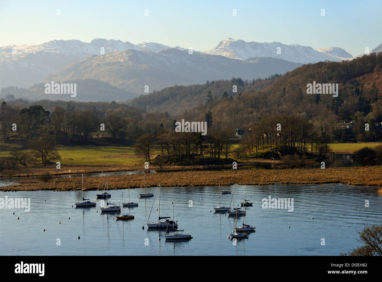 The Lake District fells and Windermere from Low Wood. Ambleside ...