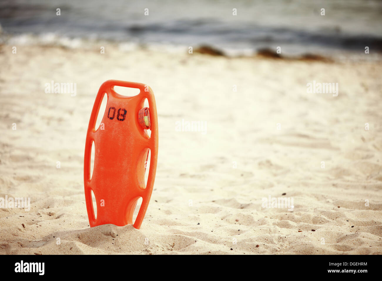 Beach life-saving. Lifeguard rescue equipment orange preserver tool ...