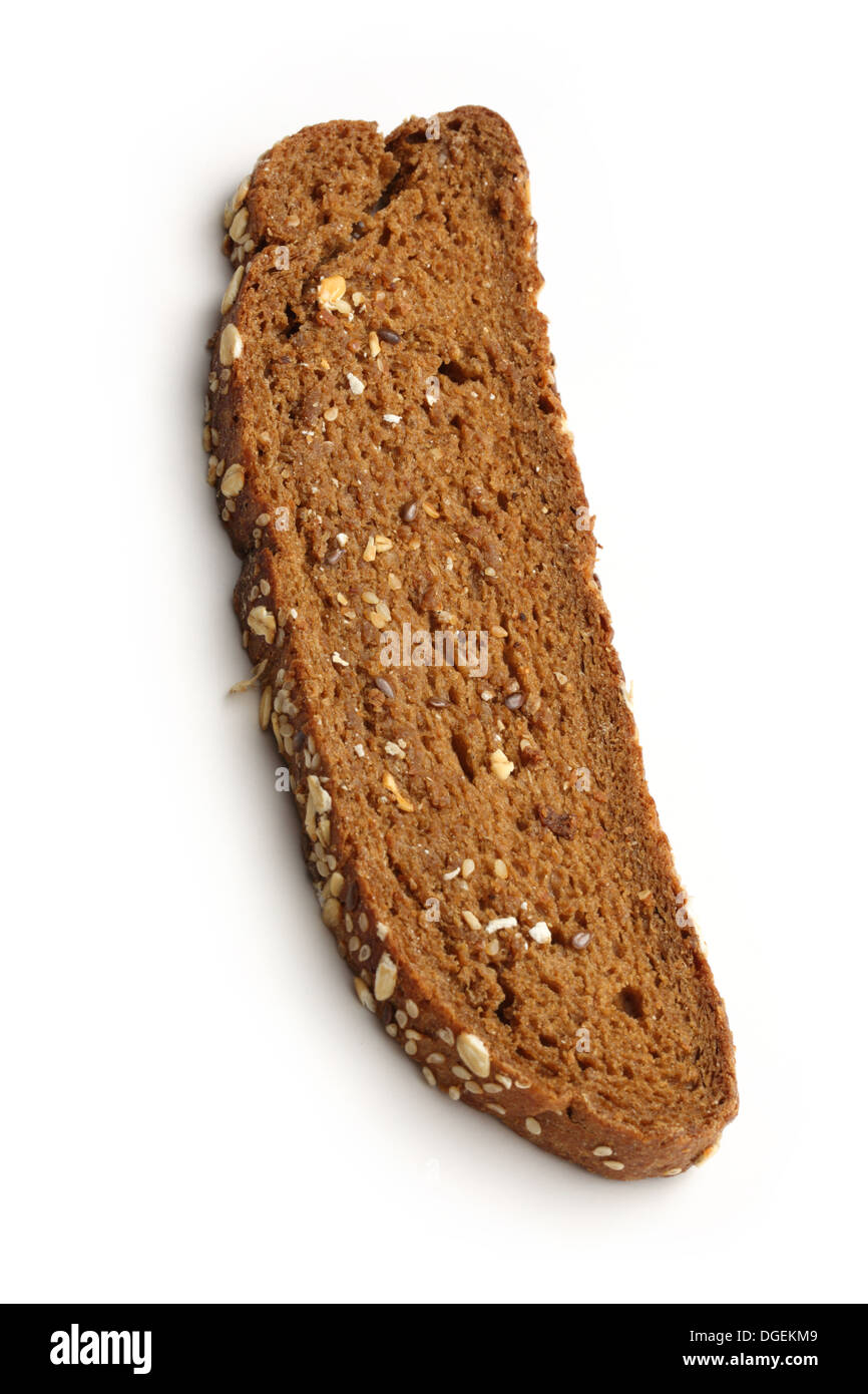 Slice of brown bread on white Stock Photo - Alamy