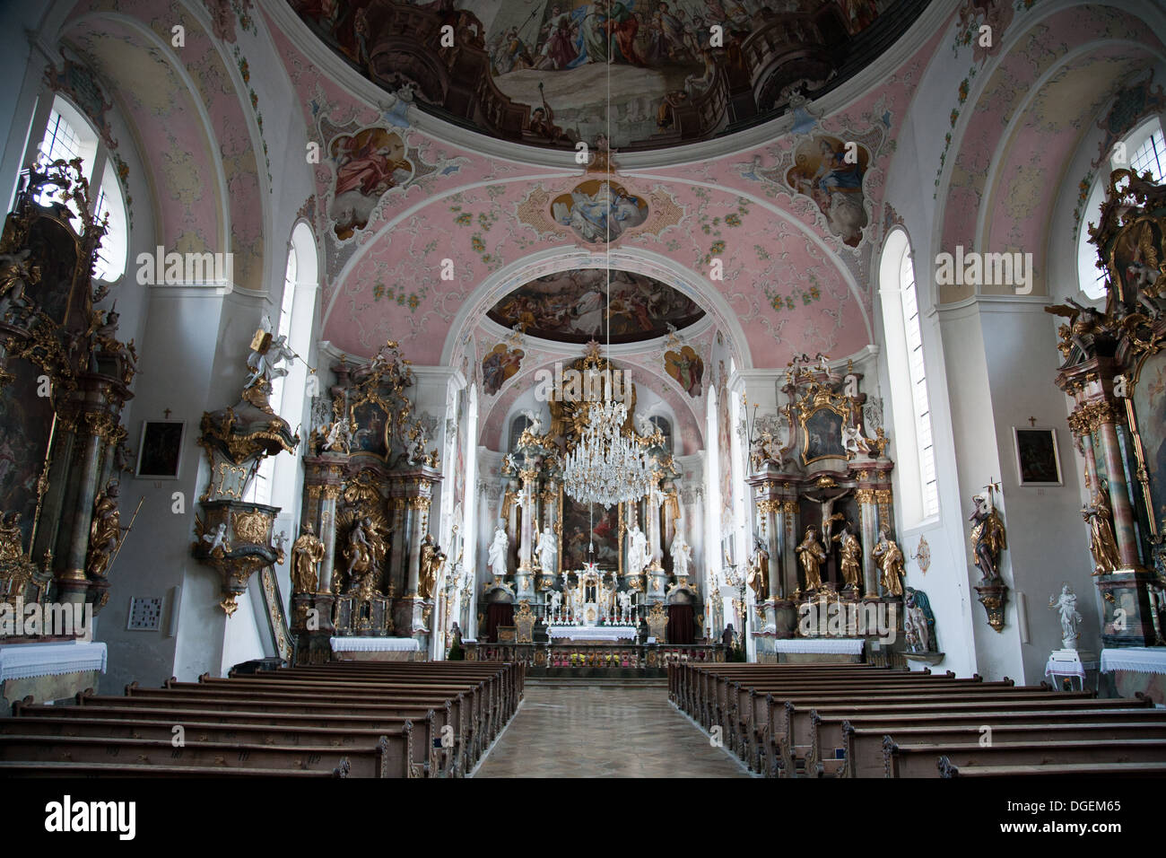Inside the Catholic church of St Peter & Paul Oberammergau Bavaria Germany Stock Photo - Alamy