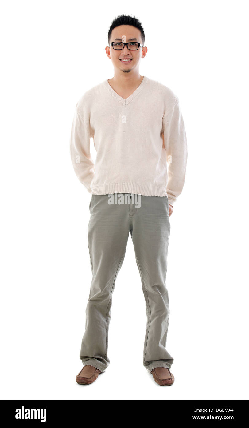 Southeast Asian Chinese man. Front view full length of Asian male ...