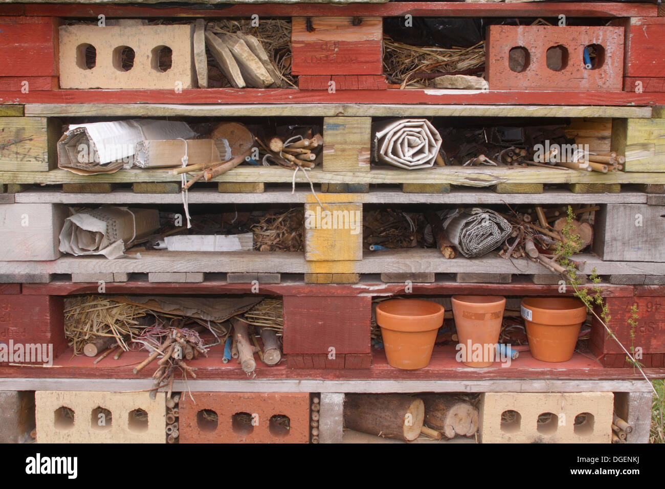 'Bug Hotel' constructed in layers to attract invertebrates, Fairburn ...