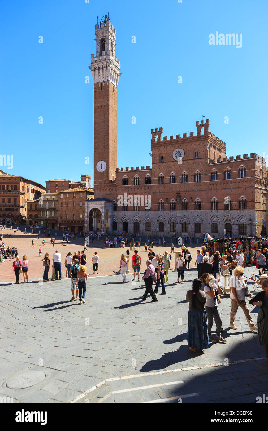 Piazza del Campo is the main square of Siena with view on Palazzo ...