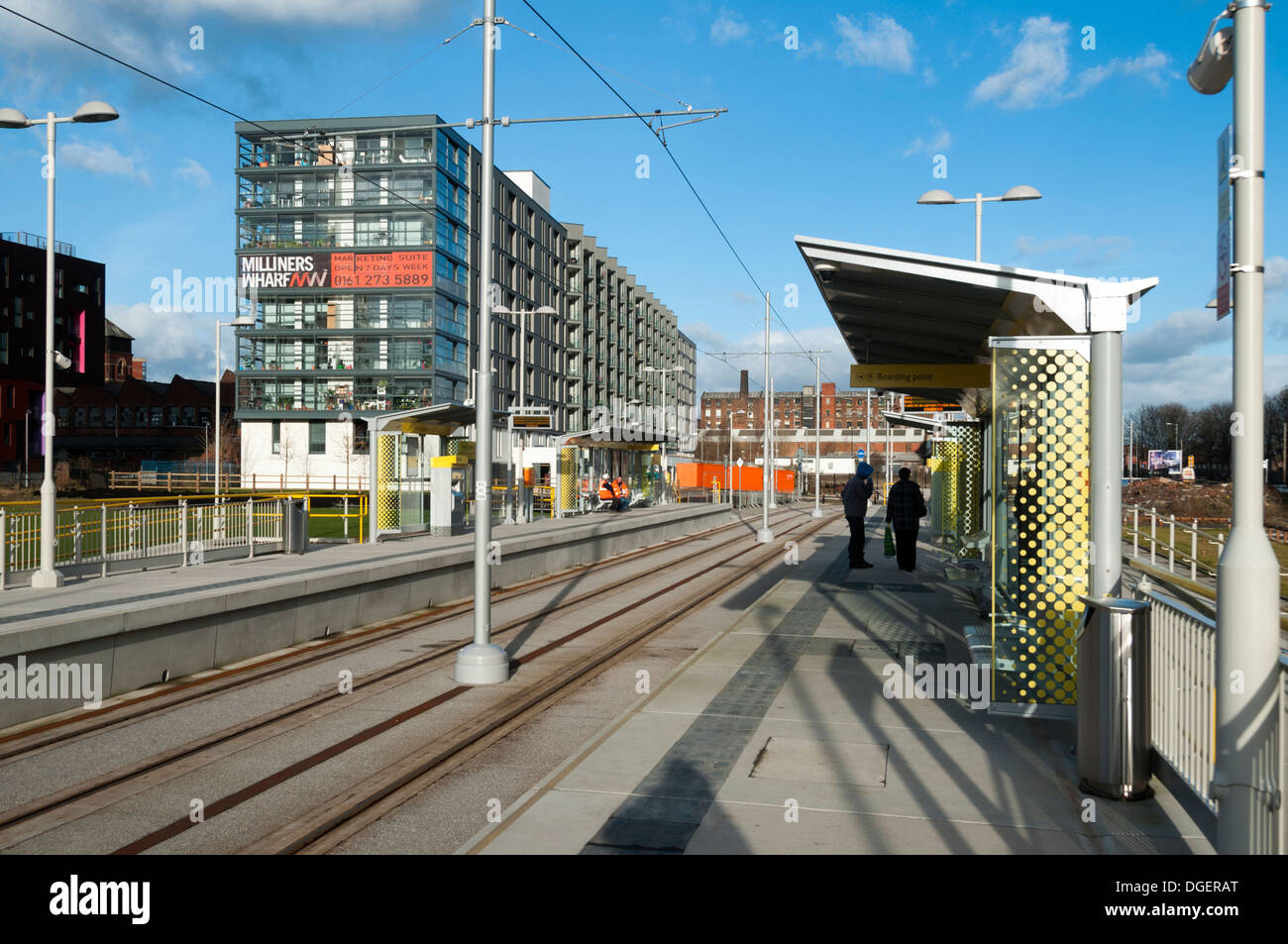 The Metrolink tram stop at New Islington and the Milliners Wharf ...