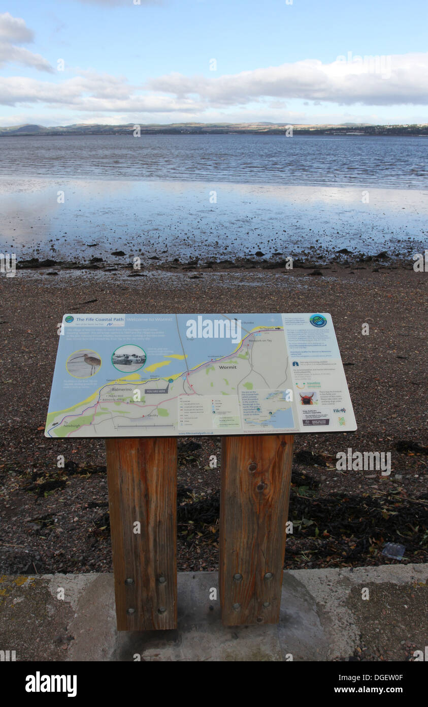 Fife coastal path sign in Wormit Scotland October 2013 Stock Photo - Alamy