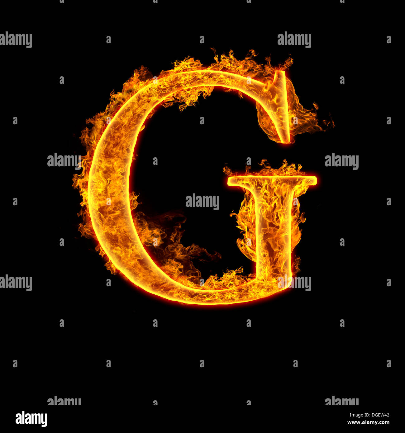 Fire alphabet letter G isolated on black background Stock Photo - Alamy