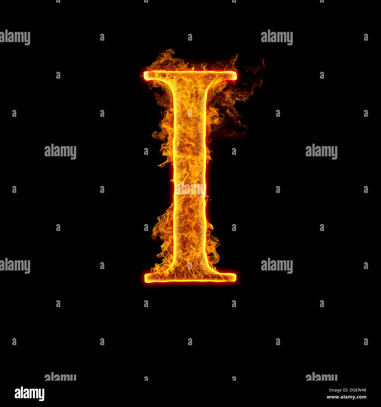Fire alphabet letter I isolated on black background Stock Photo - Alamy