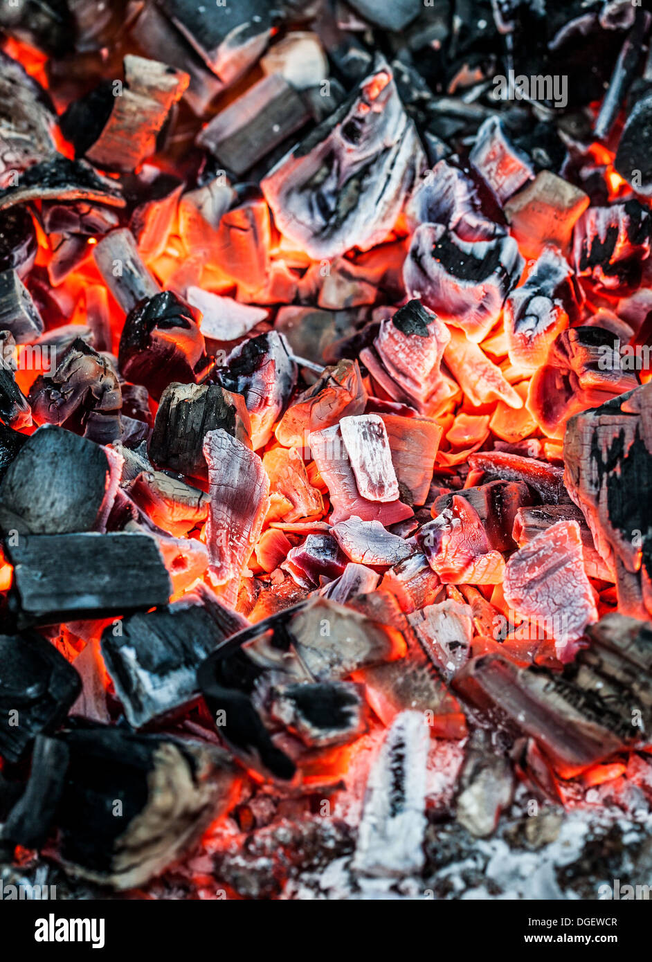 Red hot burning coals background Stock Photo - Alamy