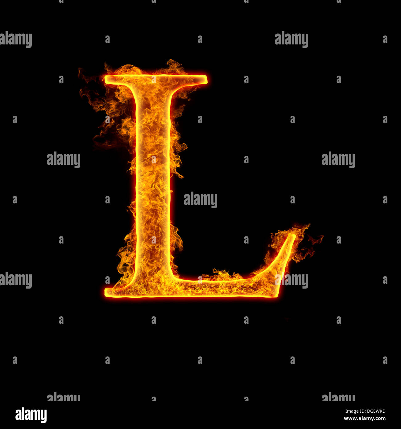 Fire alphabet letter L isolated on black background Stock Photo - Alamy