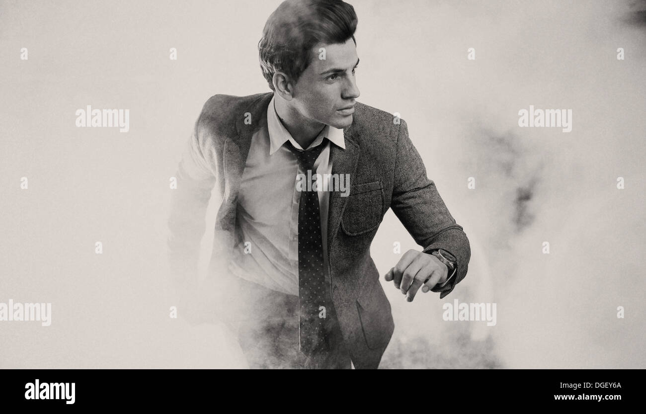 Portrait of running elegant and serious man Stock Photo - Alamy