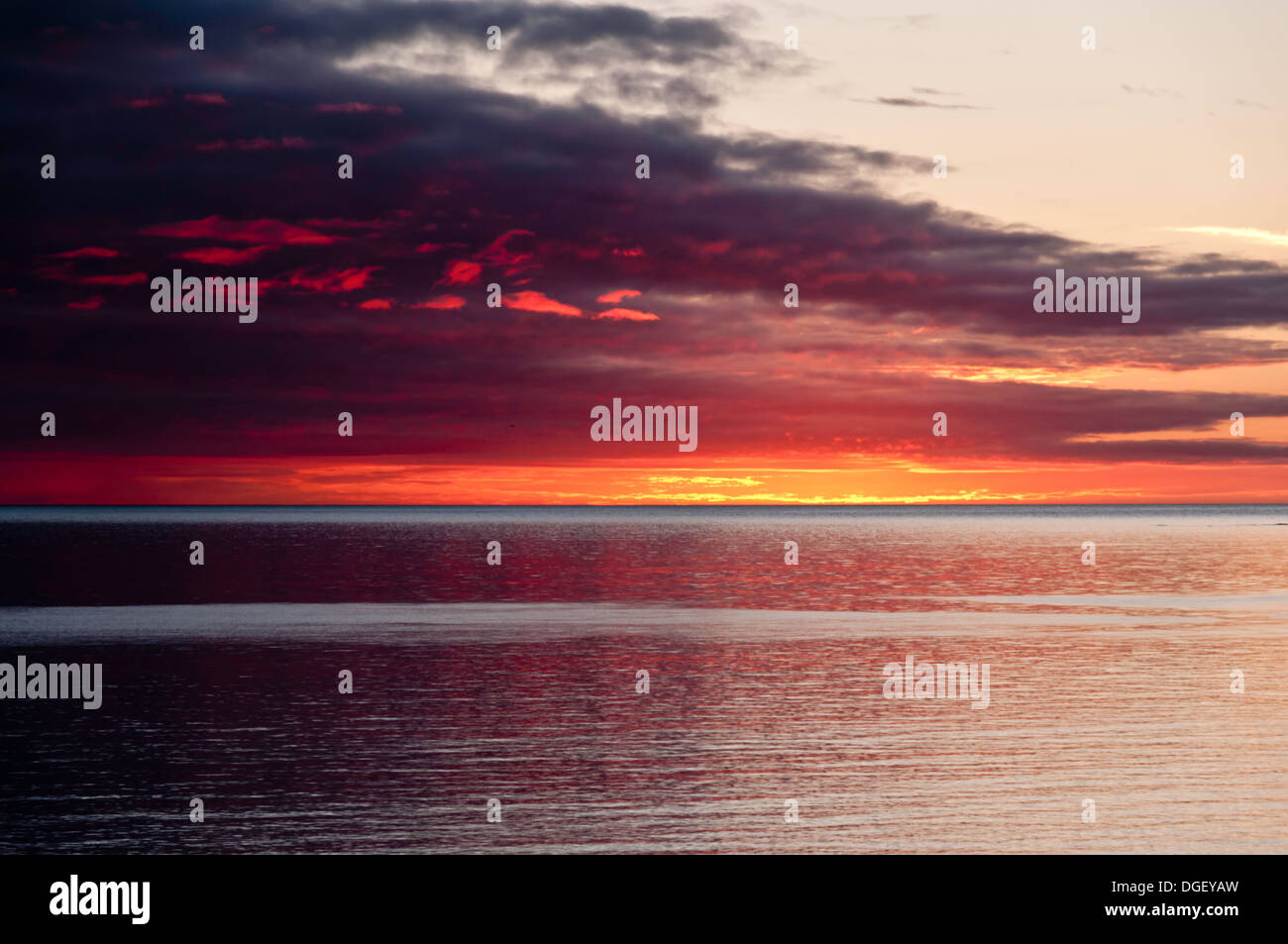 Sunset over the Atlantic ocean as seen from South Uist in the Outer ...