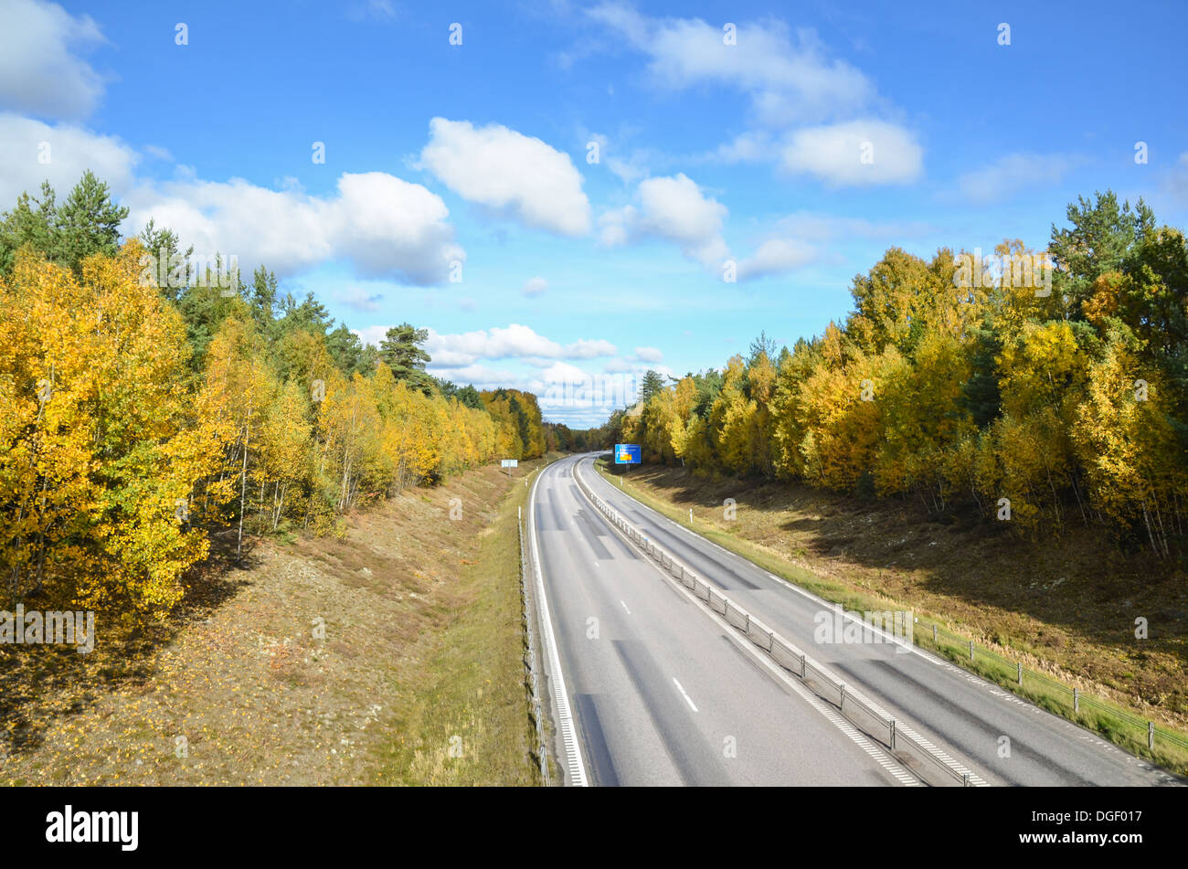 Fall colors at a swedish highway Stock Photo - Alamy