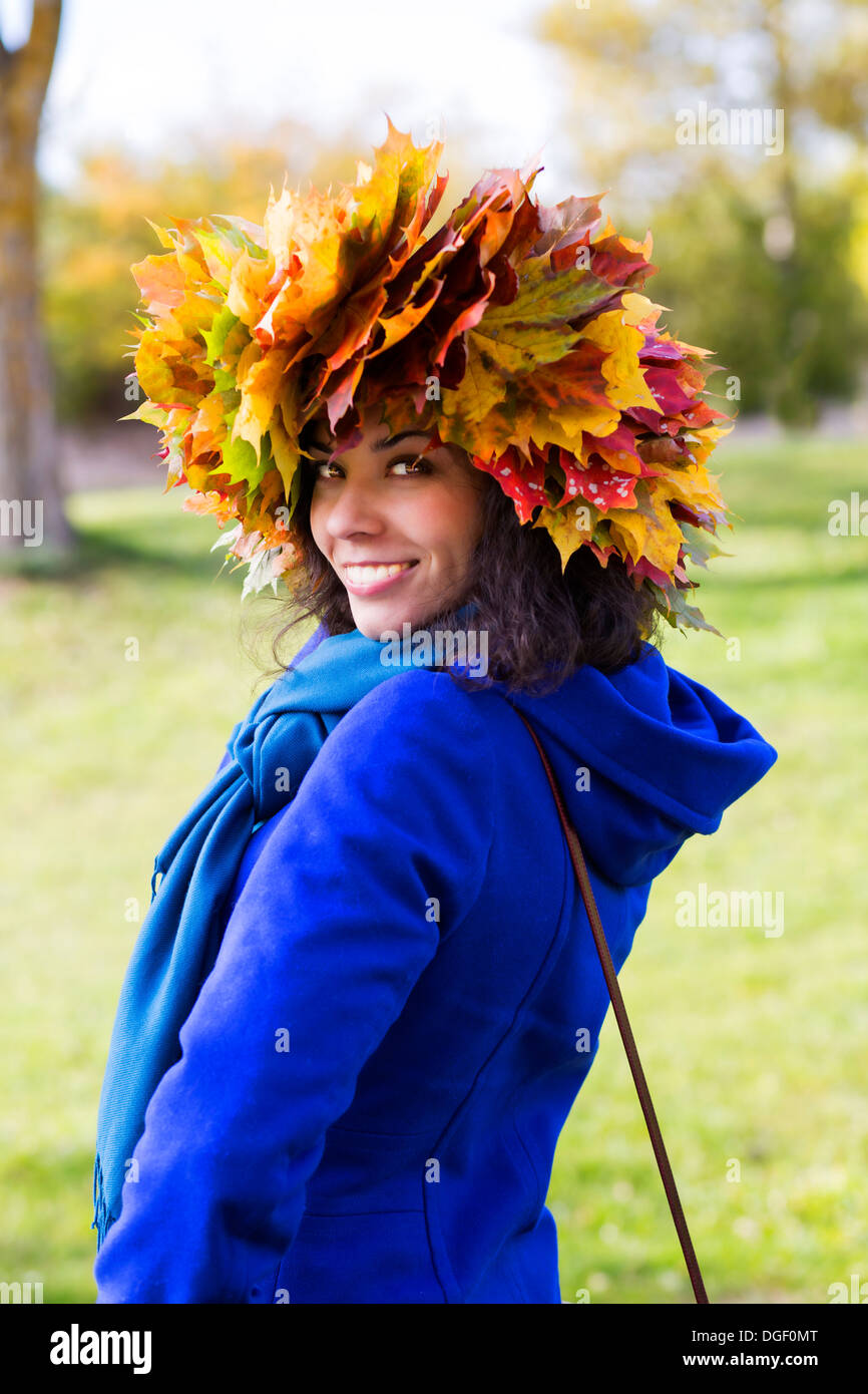 Leaves on head hi-res stock photography and images - Alamy