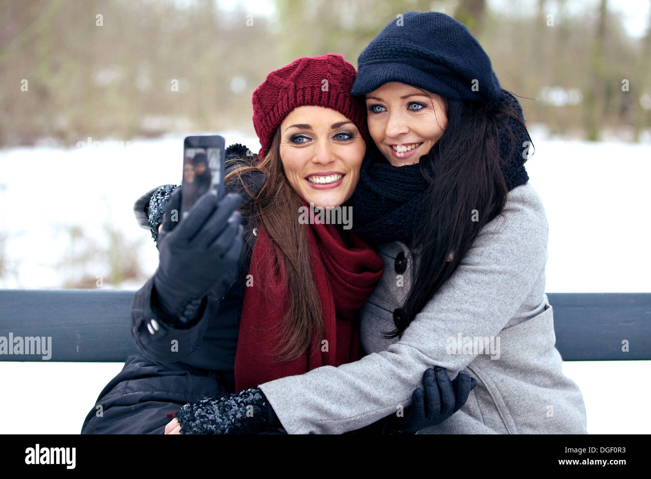 Two female friends pose photo hi-res stock photography and images - Alamy