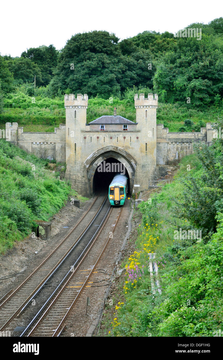 Train leaving Clayton Tunnel, East Sussex Stock Photo - Alamy