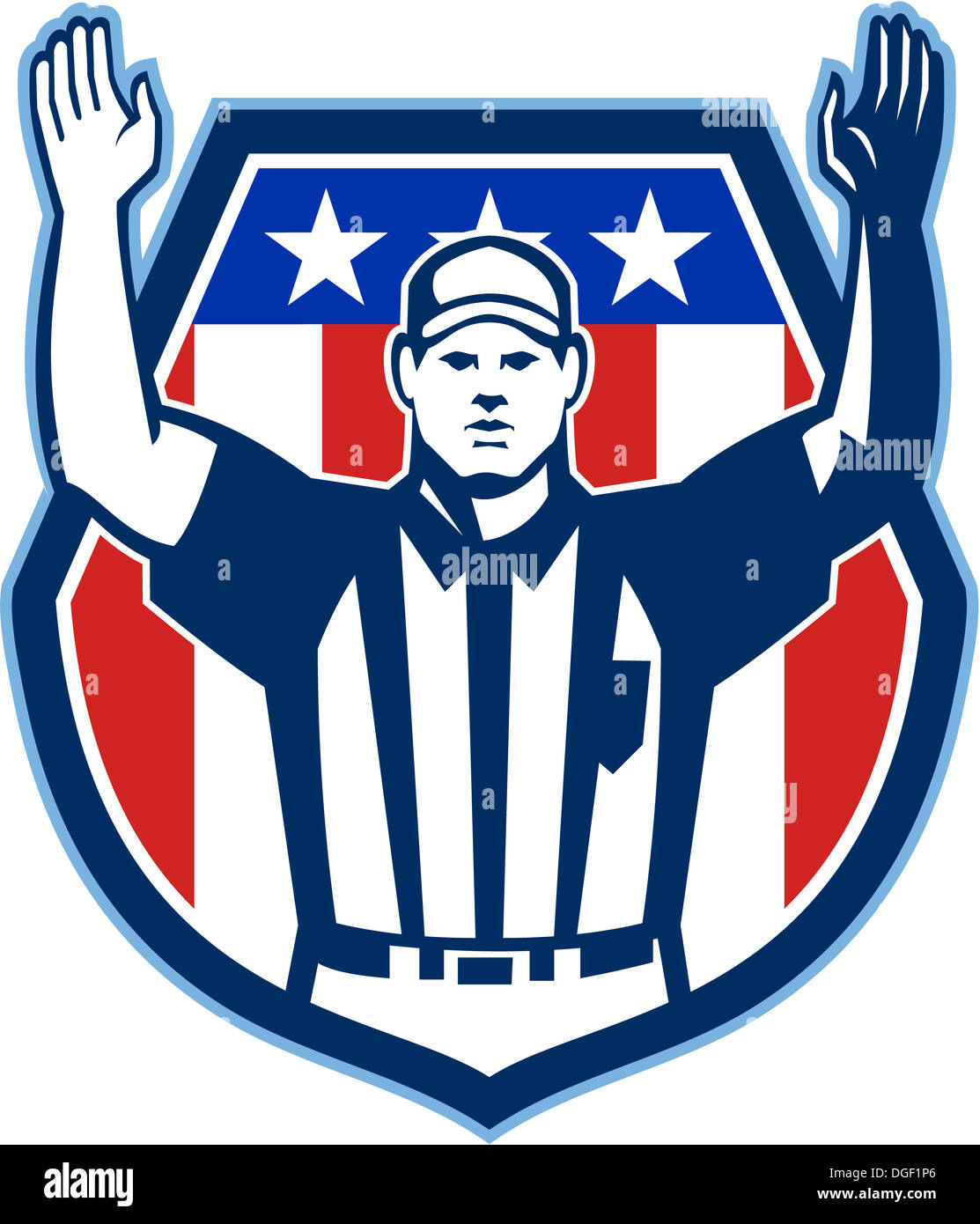 Illustration of an american football official referee with hand ...