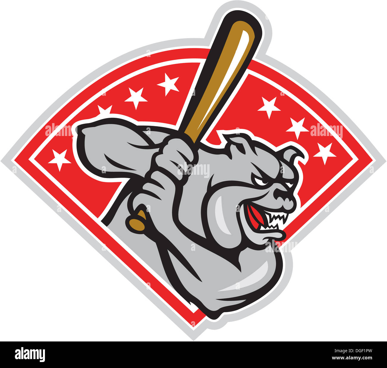 Bulldog Playing Baseball