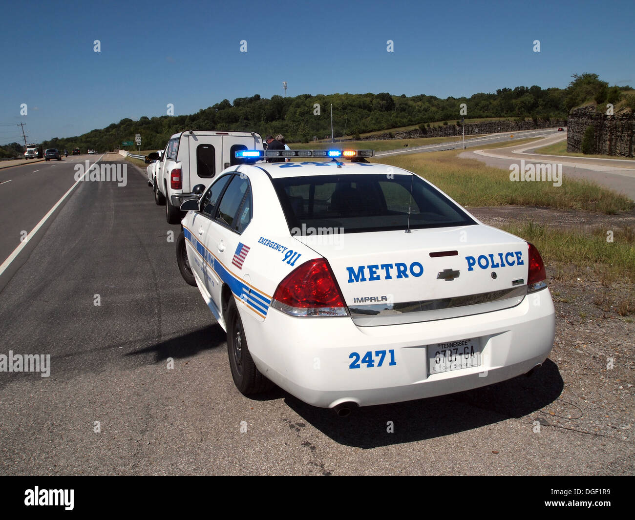 Nashville Metropolitan police department car at the scene of a minor ...